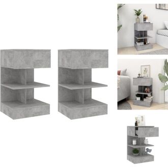 vidaXL Nachttische 2 Stk. Betongrau 40x35x65 cm - Nachttisch - Wohnzimmer Dekoration - Betonoptik - Massivholz - Wohnraum Einrichtung