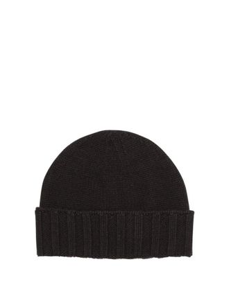 Drumohr Caps & M&uuml;tzen - Ribbed Cashmere Hat With Fold-Over Brim - Gr. ONE SIZE - in Schwarz - f&uuml;r Damen