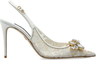 Dolce & Gabbana Femme, Chaussures, Blanc, Taille: 40 EU Rainbow Lace Slingback