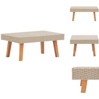vidaXL Garten-Couchtisch Poly Rattan Beige - Gartentisch - Outdoortisch - Rattantisch - Balkontisch - Terrassenm&ouml;bel