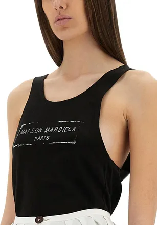 Maison Margiela Logo Print Tank Top - Black