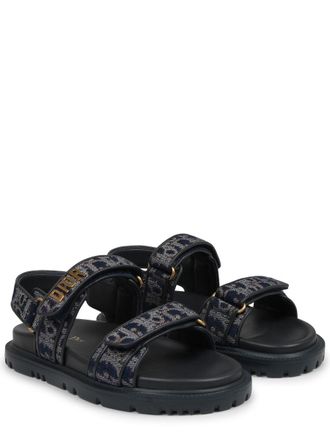 Dior Embroidered Cotton Sandals - Blue