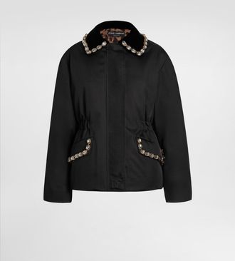 Dolce & Gabbana Jacke Aus Nylon Mit Relieflogo - Frau Mäntel Und Jacken Schwarz 40