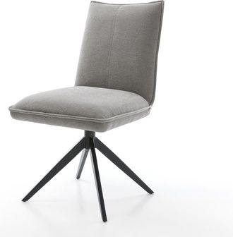 DELIFE Drehstuhl Lelio-Flex Strukturstoff Soft Grau Kreuzgestell breit Schwarz 360&deg; drehbar Wippfunktion Taschenfederkern, Esszimmerst&uuml;hle