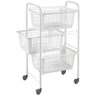 Metaltex Wei&szlig;es Gem&uuml;seregal mit 3 Schubladen und R&auml;dern 341803008 Metaltex