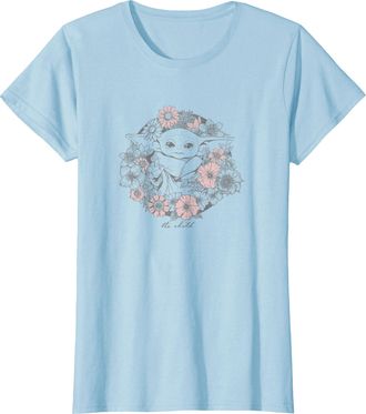 Star Wars The Mandalorian Grogu The Child Floral Wreath T-Shirt