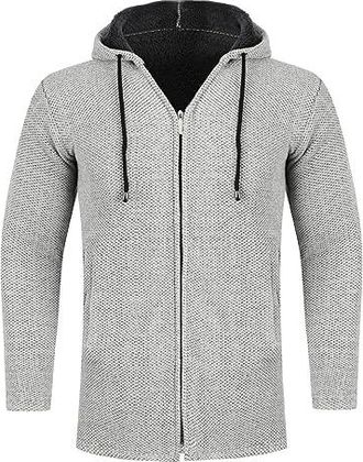 AlltheMen Cardigan Homme à Capuche Cardigan Doublé Veste à Capuche en Grosse Maille Pull à Capuche Veste dhiver Gris Clair L