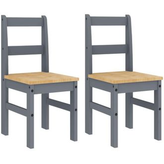 vidaXL Essst&uuml;hle 2 Stk. Panama Grau 40x46x90 cm Massivholz Kiefer - Vidaxl