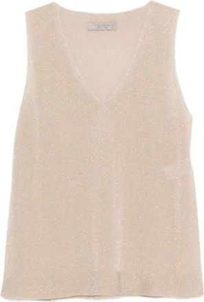 D.exterior Femme, Tops, Beige, Taille: 42 FR Top col en V Lurex