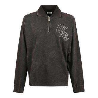 Off-white Outline Arrow Fleece L/S Polo - - Tops - Herren - Schwarzk - XL