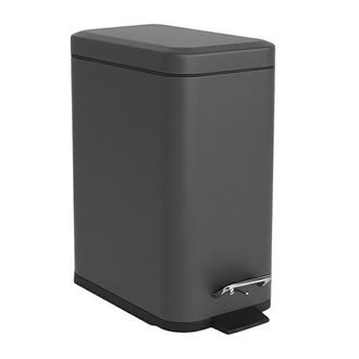 Relaxdays M&uuml;lleimer Bad, 5 l, Kosmetikeimer mit Soft-Close, Matte Optik, entnehmbarer Inneneimer, Treteimer, dunkelgrau