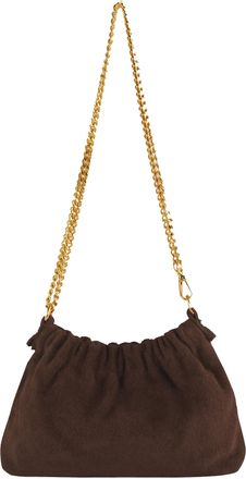 modamoda.de T259 - Mini Umhängetasche X-Small aus ital. Leder, Farbe:Wildleder Dark Chocolate