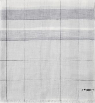 Davidoff PARIS Herren Schal Grau - eleganter Schal aus 100% Wolle - leichter Wollschal mit Clous de PARIS und gemischtem Karomuster