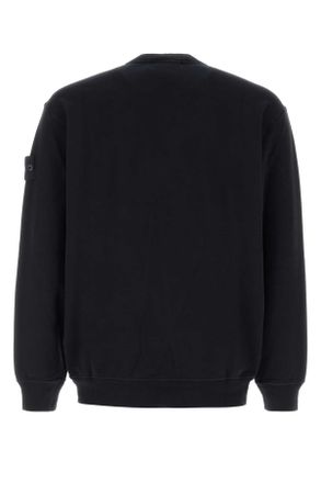 Stone Island Mens Black Stretch Cotton Sweatshirt Blue Exterior: Elastane Felpe Sweater
