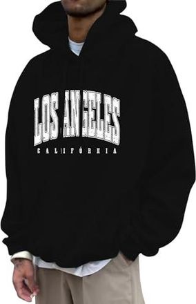 Generic Sweat &agrave; capuche Los Angeles California pour homme - Imprim&eacute; graphique vintage - En coton - Manches longues - Pour homme - Cordon de serrage - Sportif 