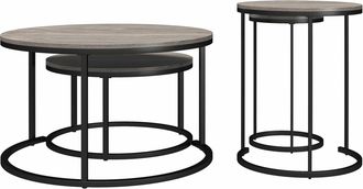 Dorel Home Products Camdale 4P. C. Beistelltisch, Eiche grau mit schwarzem Metall