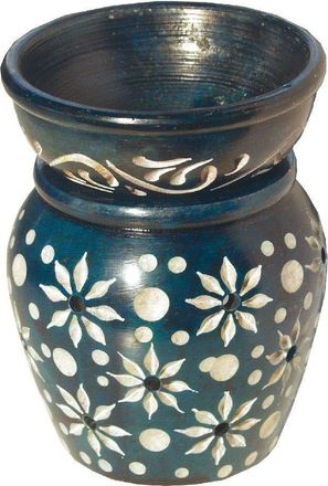 Saraswati Designs Aromalampe Blume Speckstein türkis 6x9cm