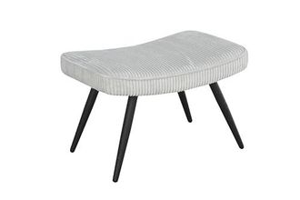 Byliving Hocker UTA/Grob-Cord Off White/wei&szlig;/Gestell schwarz pulverbeschichtet/Fu&szlig;-Ablage/Sitzhocker/B 60, H 39, T 41 cm