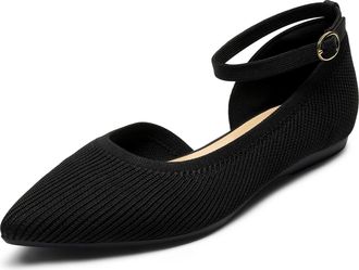 Dream Pairs Damen-Schuhe, l&auml;ssig, spitzer Zehenbereich, Ballett-Komfort, weiche Slip-on-Flachschuhe,Size 41.5,Schwarz,SDFA2351W