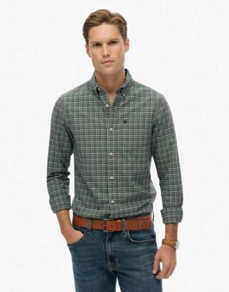 Superdry Chemise Oxford &agrave; carreaux de qualit&eacute; sup&eacute;rieure - Vert glac&eacute;