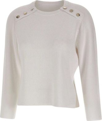 Liu Jo Femme, Pulls, Blanc, Taille: 38 FR Pull en maille c&ocirc;tel&eacute;e