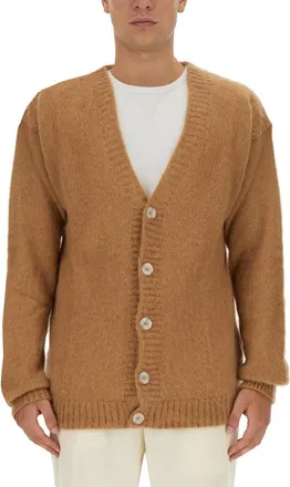 Family Fir$t Milano Mohair Blend V-Neck Cardigan - Beige