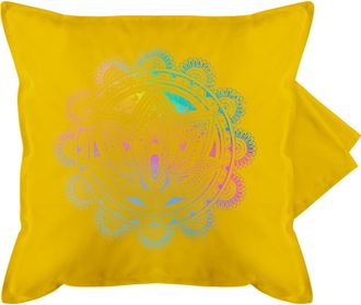Shirtracer Kissenbezug - Yoga - Kissen - Lotusblume Lotus Meditation Entspannung Spirituelle Mandala Pilates - 50 x 50 cm - Gelb - kopfpolsterbezug baumwolle yog