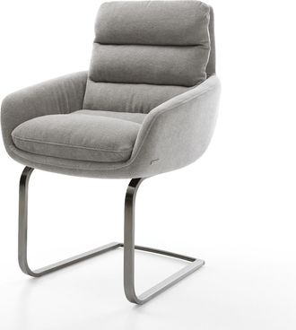 DELIFE Freischwinger Abelia-Flex mit Armlehnen Strukturstoff Soft Grau Freischwinger flach Graphit, Esszimmerstühle