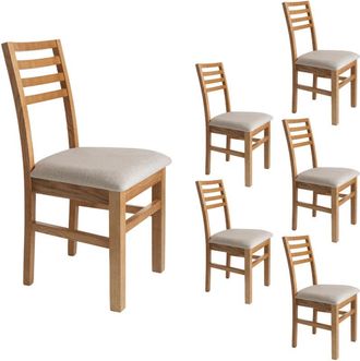 M&S Collection M&s - Lot de 6 chaises en hêtre chêne clair assise tissu beige - louise