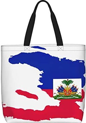 Generic Sac De Courses Carte Du Drapeau Ha&iuml;tien DHa&iuml;ti Sac Cabas Pliable De Grande Capacit&eacute; Sacs En Toile Pour Femmes, Pour Femmes, &Eacute;cole, Voyage, Shopping