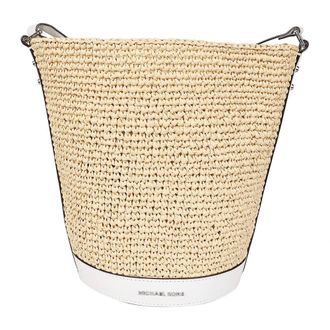 Michael Kors Femme, Sacs, Beige, Taille: ONE Size Sac Messager seau moyen en paille Townsend