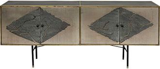 Kare Design Design Sideboard Mancha, Schwarz, Kommode, Konsolenschrank, Stahl Gestell, mit 2 Türen, Unikat, 77x183x42 cm (H/B/T)