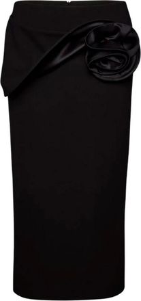 Magda Butrym Femme, Jupes, Noir, Taille: 40 FR Élégante Jupe Midi Noire avec Détail Drapé