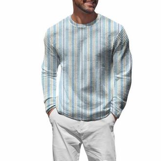 Generic Hauts d&eacute;t&eacute; pour hommes, chemises &agrave; manches longues, pull en maille respirante, multicolore, t-shirts gaufr&eacute;s assortis, T-shirts de plage tendance, T-s