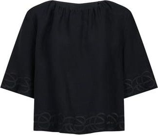 By Malene Birger Blouse dos nu &agrave; d&eacute;tails brod&eacute;s en lin