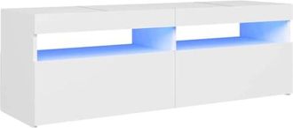 vidaXL Meuble TV avec Lumières LED Armoire Basse Centre de Divertissement Meuble Stéréo Salon Salle de Séjour Maison Intérieur Blanc 120x35x40 cm