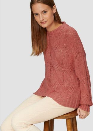 s.Oliver Strickpullover Casual (1-tlg) Strick, Zopfmuster, langarm, Rundhals-Ausschnitt