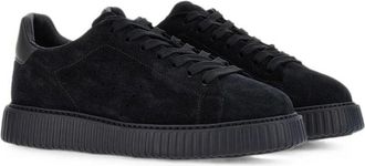 Hogan Perforated Logo Suede Sneaker - Black