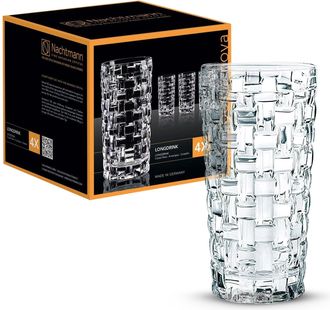 Nachtmann Longdrinkgläser, 4-teiliges Set, 399 ml, Bossa Nova, 92075, Cocktailgläser aus Kristallglas, Trinkgläser spülmaschinenfest