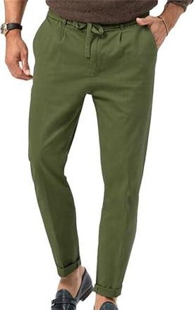 Generic Pantalon l&eacute;ger pour homme, coupe ajust&eacute;e, coupe droite, cordon de serrage, pantalon de costume daffaires, poches, pantalon d&eacute;contract&eacute; pour homme, Ver