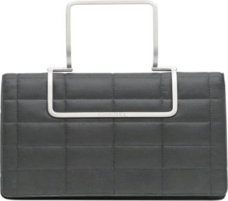 Chanel sac à main Convertible Clutch en nylon à matelassage Chocolate Bar (1997-1999) - Gris