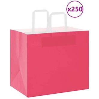 vidaXL Papiertragetaschen 250 Stk. mit Henkeln Rosa 32x22x28 cm Vidaxl