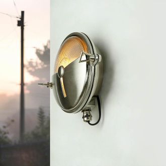 Licht-Erlebnisse Au&szlig;enleuchte Wand halboffen aus Echt-Messing in Nickel-matt wertig IP64 E14 D:18cm rostfrei Schiffslampe Wandlampe Schiffsleuchte Wandleuchte Garten