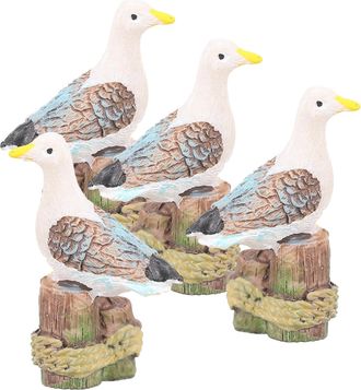 Pretyzoom 4 St&uuml;ck Kleine M&ouml;we Vogelfigurenspielzeug Seev&ouml;gel-Ornament Stehende Vogelfigur S&uuml;&szlig;er M&ouml;wenvogel Miniatur-seev&ouml;gel Nautisches Vogelmodell Miniatur Aus
