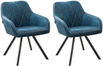 Beliani Esszimmerstuhl 2er Set seeblau Polsterbezug Retro-Stil