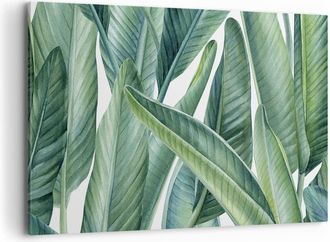 Arttor Wandbilder Dekoration Wohnzimmer Exotisch Blätter Grün Bilder auf Leinwand 120x80cm Leinwandbild Schlafzimmer Küche Deko Wand Kunstdruck Art Groß XXL 