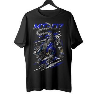 Generic T-shirt de motard pour fans de MT-07 2021-2024 (Panther), 100 % coton, coupe classique, design inspir&eacute; de la moto, Noir - Bleu &eacute;quipe 2022-2024, XXL