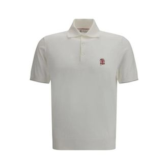 Brunello Cucinelli Homme, Tops, Blanc, Taille: S Polo en coton au design classique