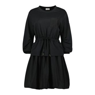 Moncler Schwarzes Bi-Material Kleid Fr&uuml;hling-Sommer 2025 - - Dresses - Damen - Schwarzk - M