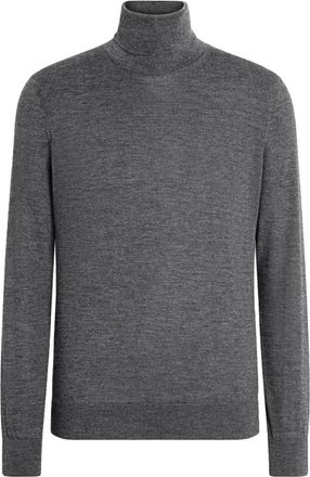 Ermenegildo Zegna Homme, Pulls, Gris, Taille: XL Cashmere and Silk Turtleneck Sweater